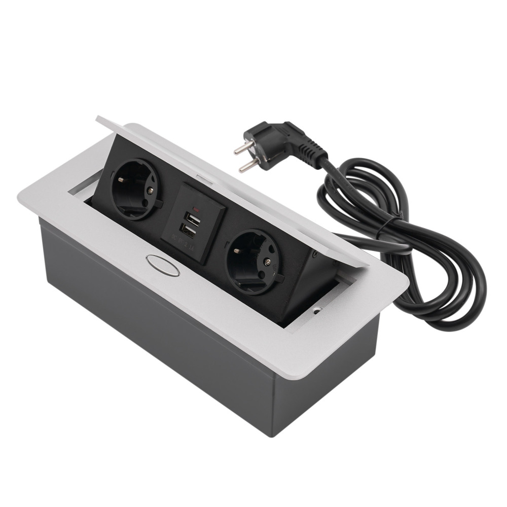 Toma integrada con 2 USB, 2 tomas, 1,8 m, toma telescópica de sobremesa ...